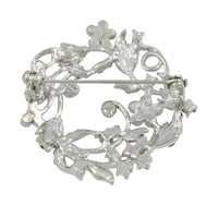 Lilylin Designs Red Green Crystal Daisy Christmas Wreath Brooch Pin