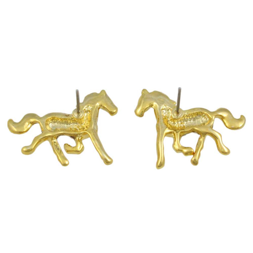 Gold and Crystal Running Horse Pierced Earring - REC539 - Lilylin Designs